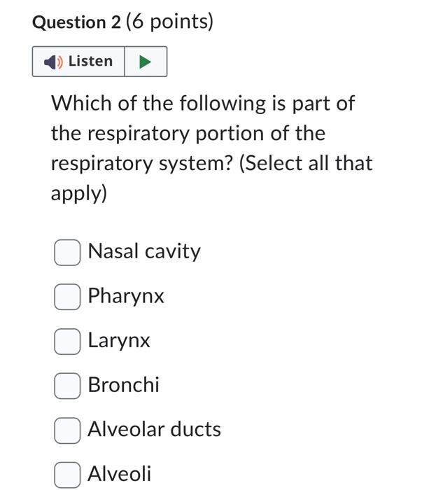 Solved Question 2 (6 points) Listen Which of the following | Chegg.com