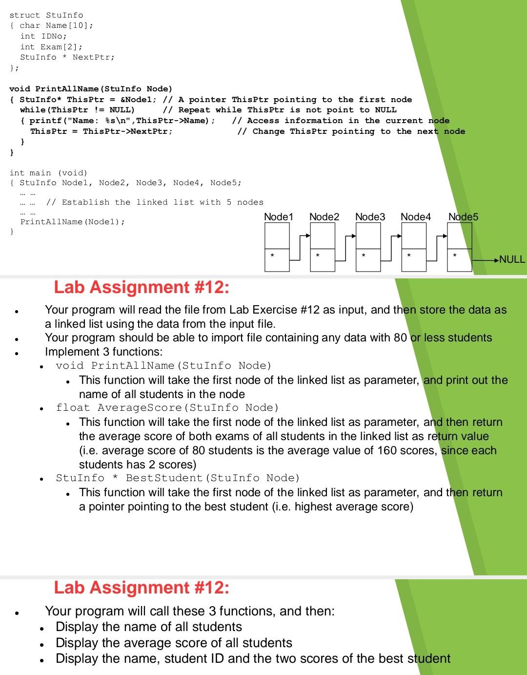 Solved struct StuInfor { char Name [10]; int IDNO; int Exam | Chegg.com