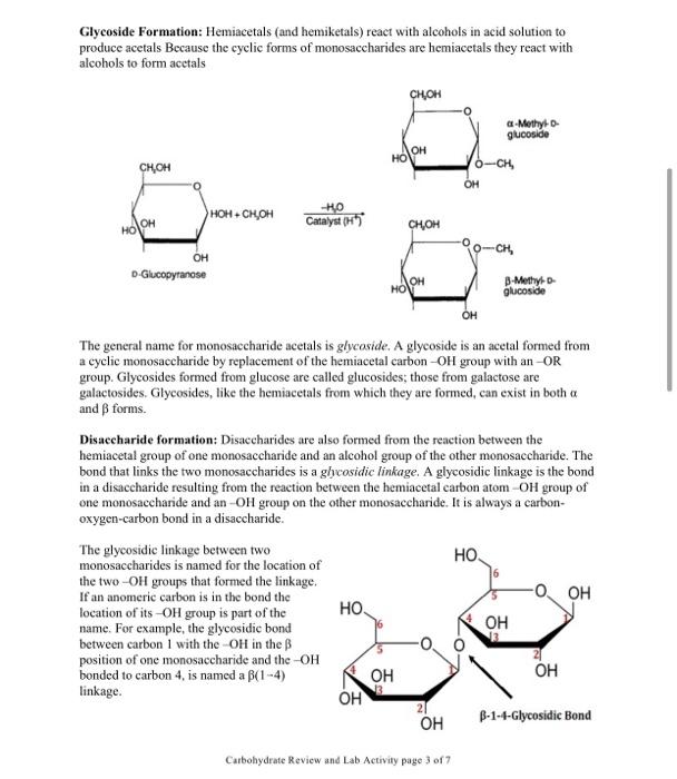 Solved Glycoside Formation: Hemiacetals (and hemiketals) | Chegg.com