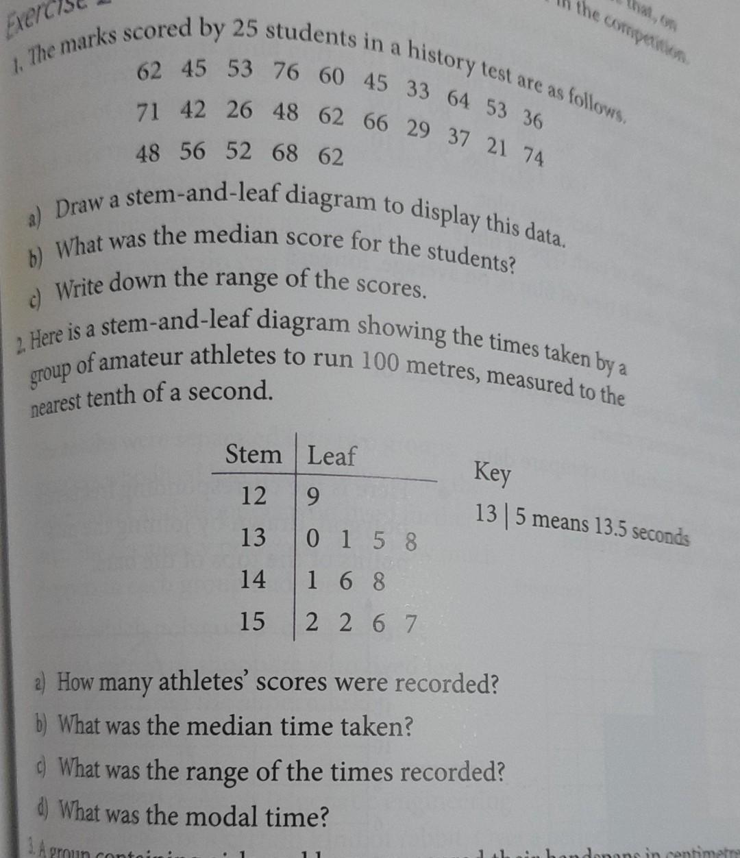 Solved 1. The marks scored by 25 students ir a) Draw a | Chegg.com