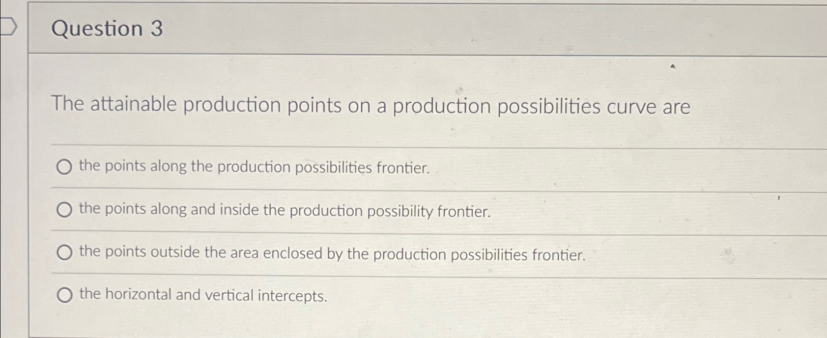 Solved Question 3The attainable production points on a | Chegg.com