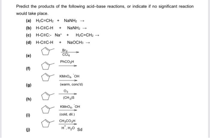 Solved Predict the products of the following acid-base | Chegg.com