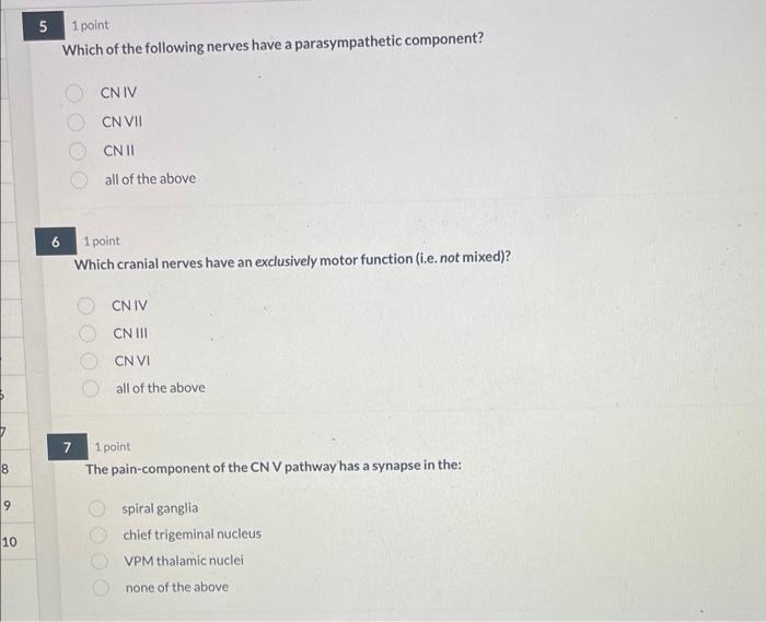 Solved Which of the following nerves have a parasympathetic | Chegg.com