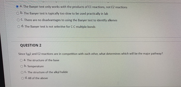 Solved a. The Baeyer test only works with the products of E1 | Chegg.com
