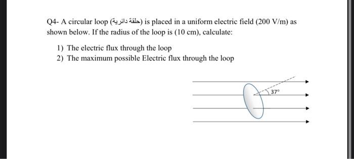 Solved Q4- A circular loop (حلقة داثربية) is placed in a | Chegg.com