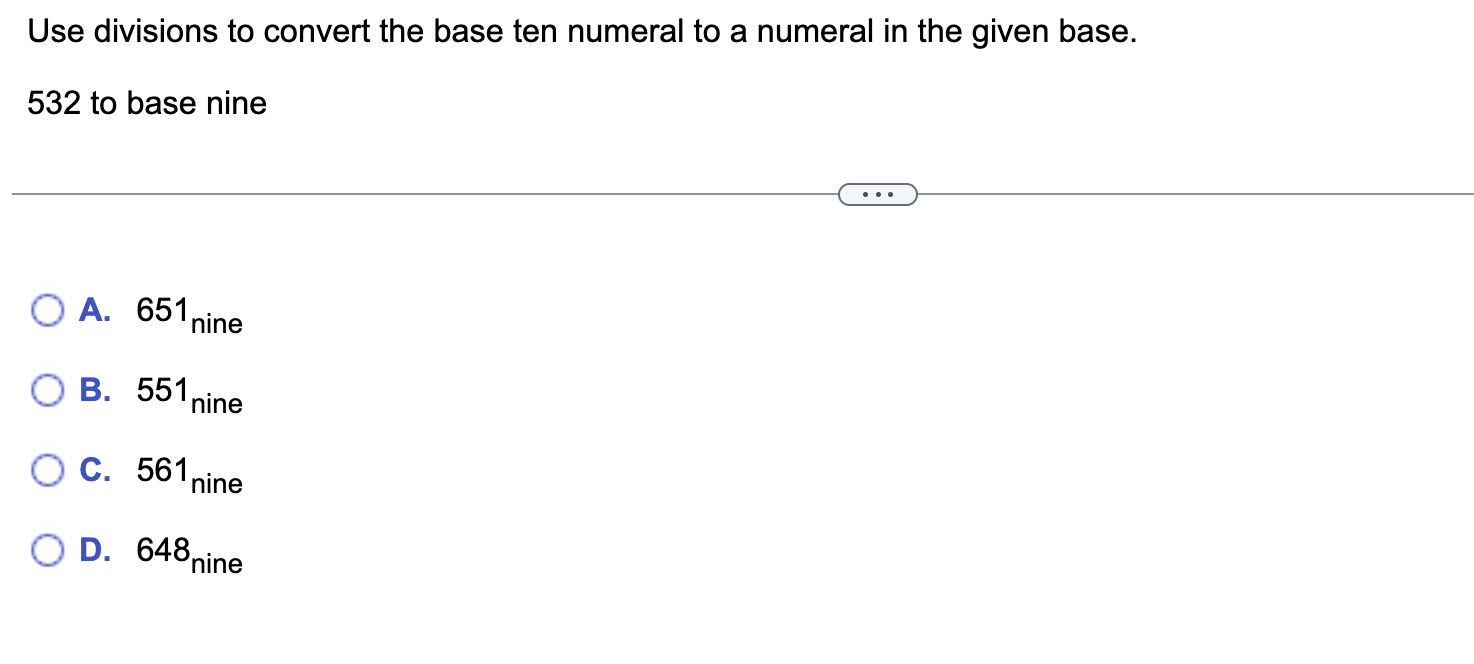 Solved Use divisions to convert the base ten numeral to a | Chegg.com