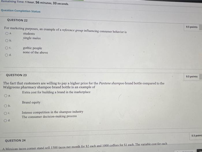 Solved Remaining Time: 1 hour, 56 minutes, 33 seconds. | Chegg.com