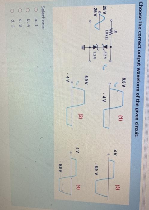 Solved Choose the correct output waveform of the given | Chegg.com