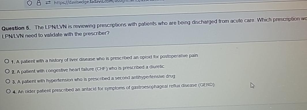 Solved Question 5. ﻿The LPN/LVN is reviewing prescriptions | Chegg.com