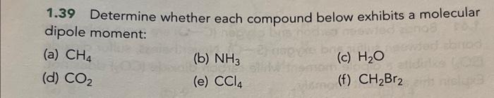 Solved 1.39 Determine whether each compound below exhibits a | Chegg.com