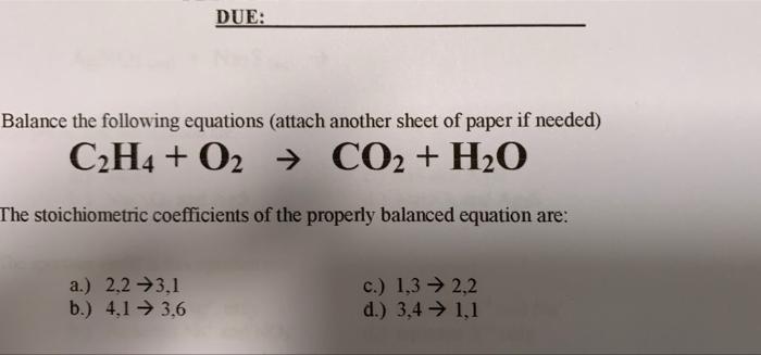 Solved DUE: Balance the following equations (attach another | Chegg.com