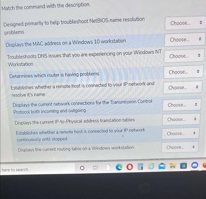 Solved Match the command with the description. Choose... | Chegg.com