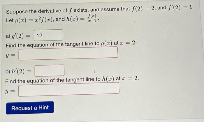 Solved Suppose The Derivative Of F Exists And Assume That