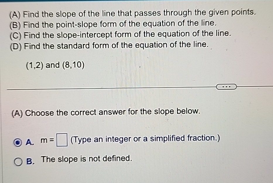 Solved (A) ﻿Find the slope of the line that passes through | Chegg.com