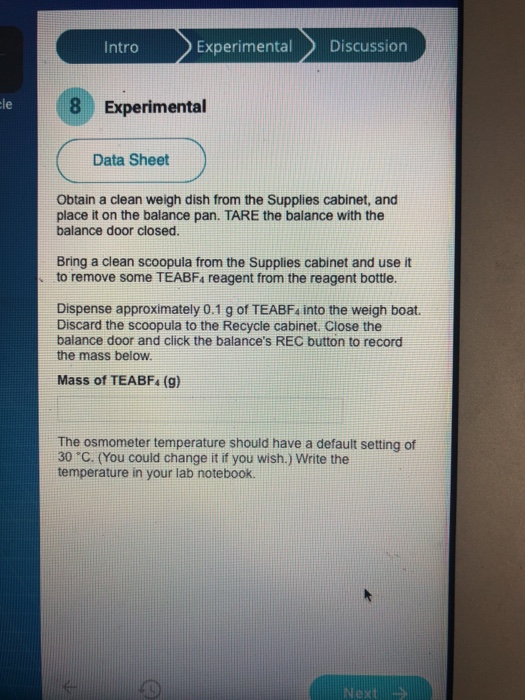Intro Experimental Discussion 8 Experimental Data | Chegg.com