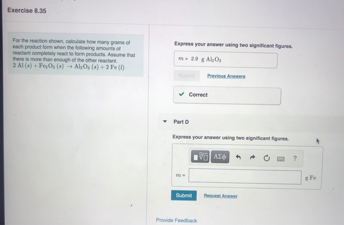 Solved Exercise 8.35 For the reaction shown, calculate how | Chegg.com