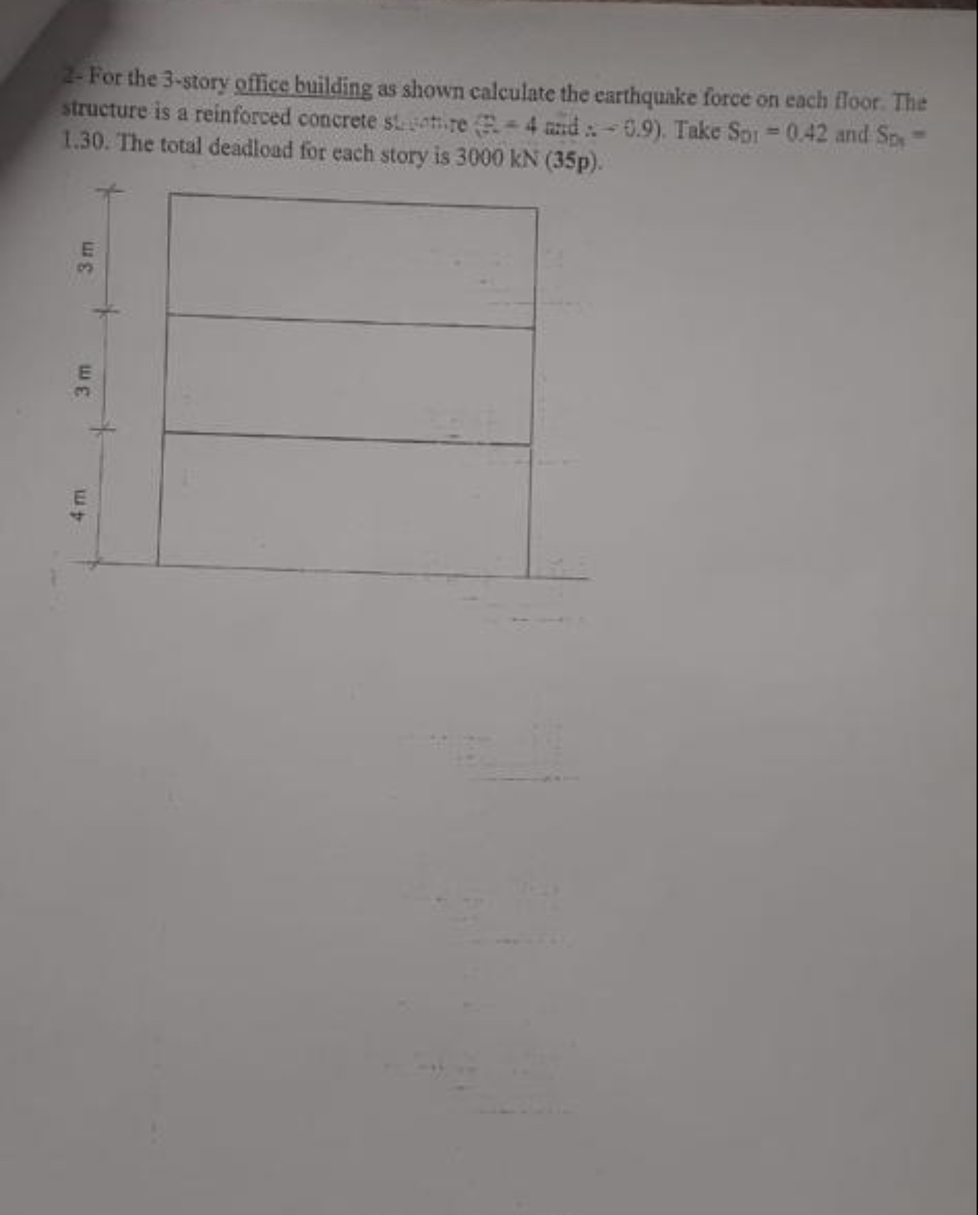 Solved 2-For the 3-story office building as shown calculate | Chegg.com