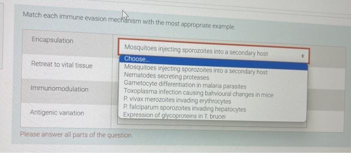 Solved Match each immune evasion mech anism with the most | Chegg.com