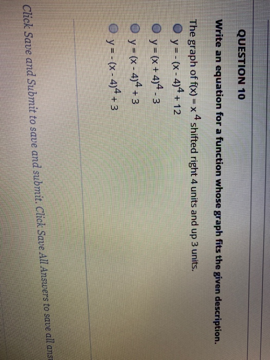 Solved QUESTION 10 Write an equation for a function whose | Chegg.com