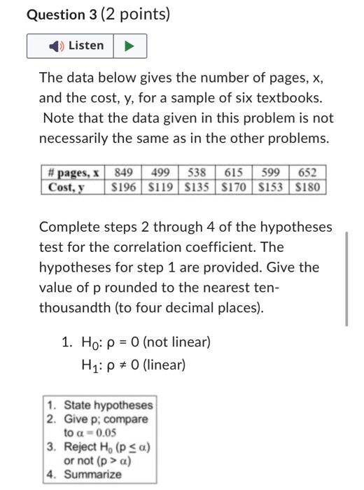 Solved The data below gives the number of pages, x, and the | Chegg.com