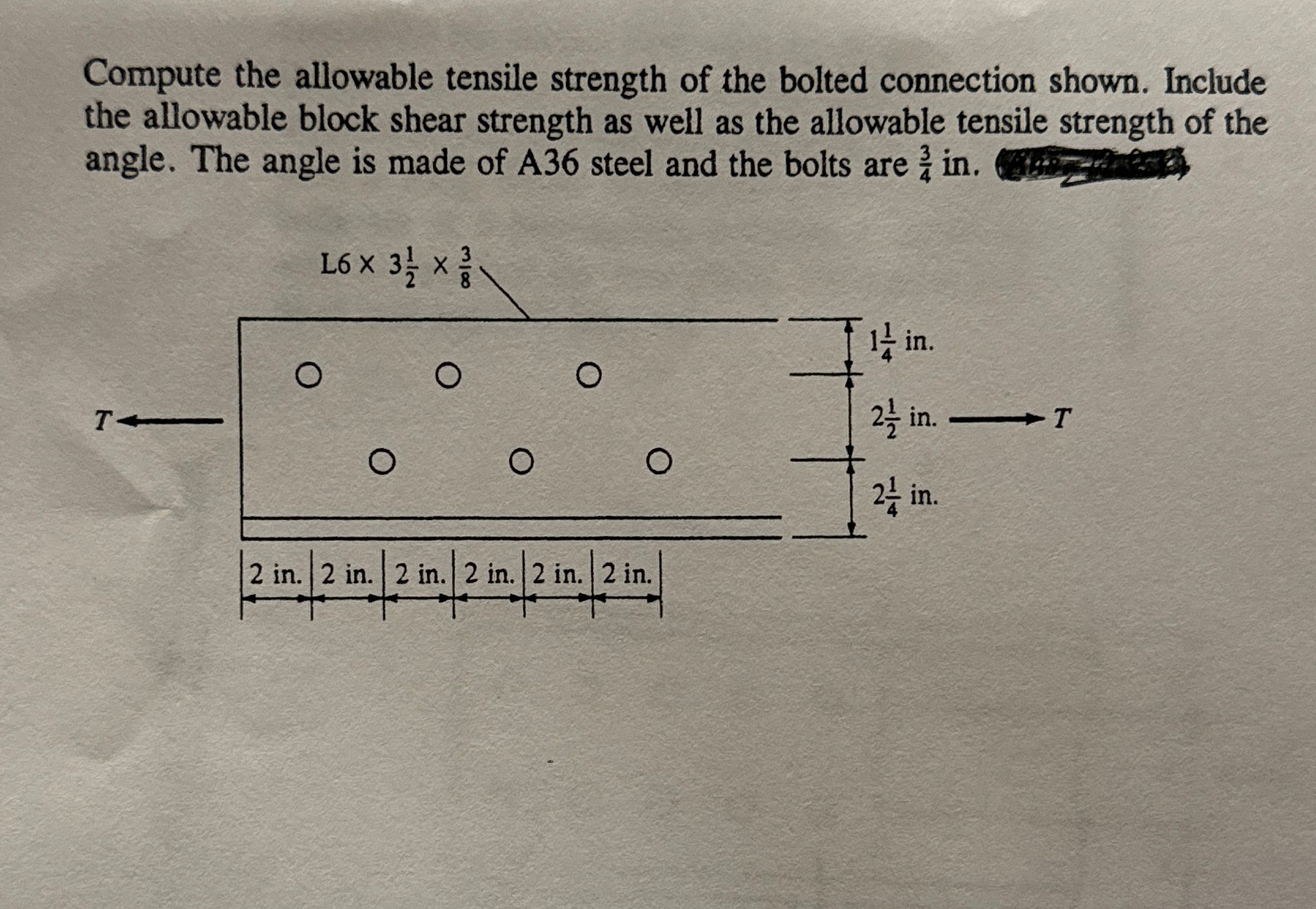Solved Compute the allowable tensile strength of the bolted | Chegg.com