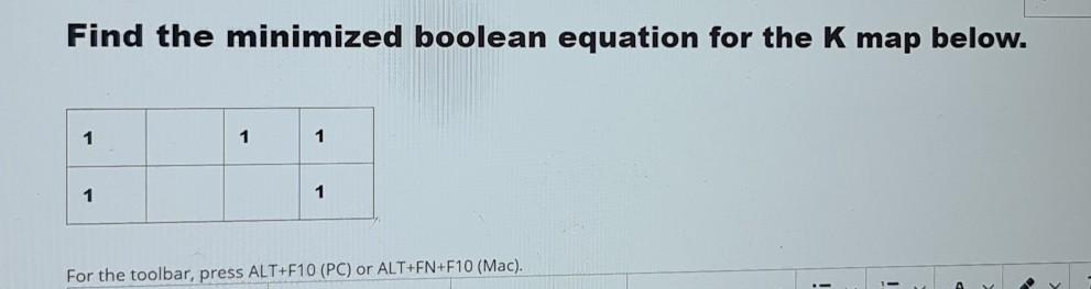 Solved Find the minimized boolean equation for the K map | Chegg.com