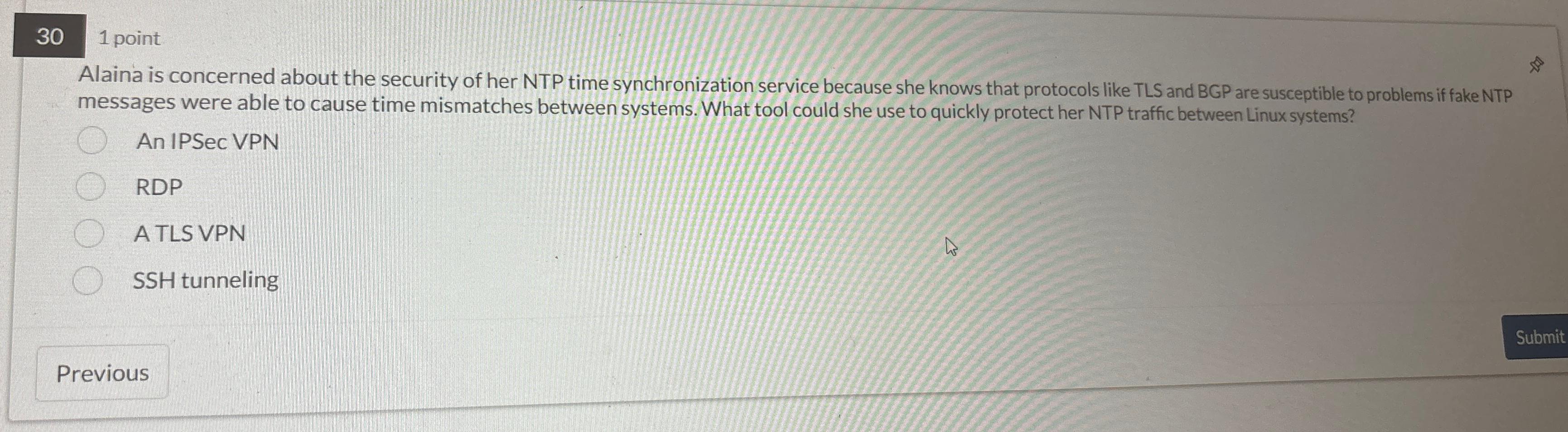Solved 301 ﻿pointAlaina is concerned about the security of | Chegg.com