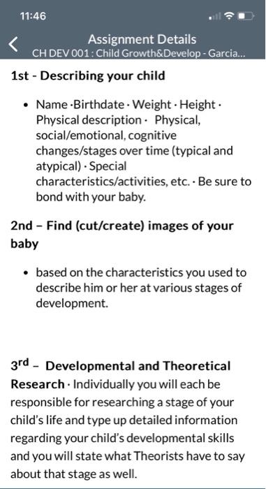 1st - Describing your child - Name Birthdate -Weight | Chegg.com