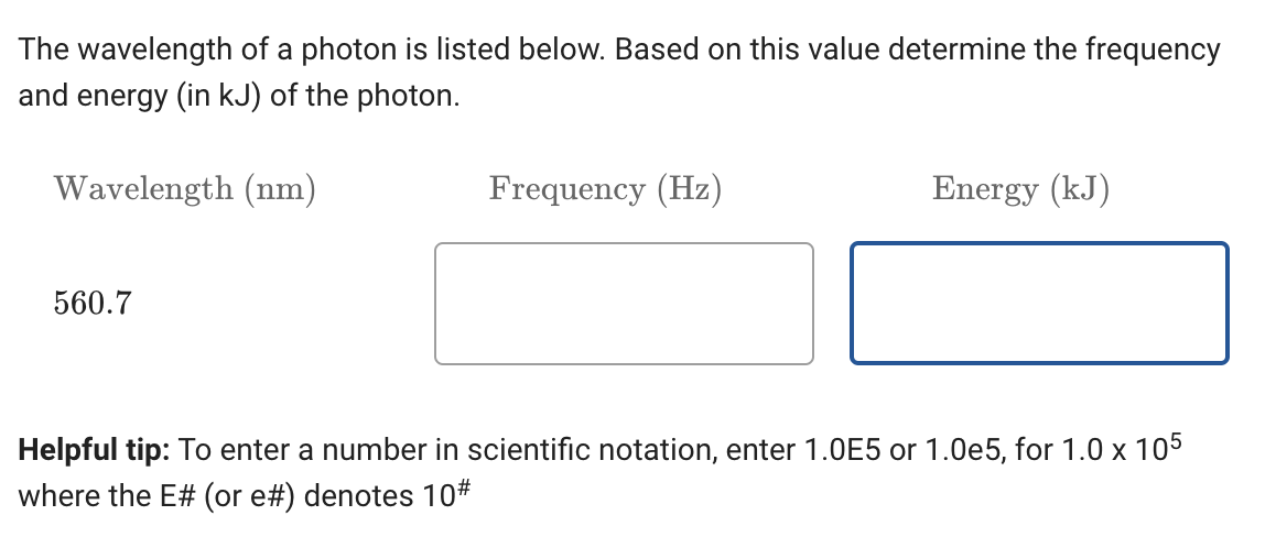 Solved The wavelength of a photon is listed below. Based on | Chegg.com