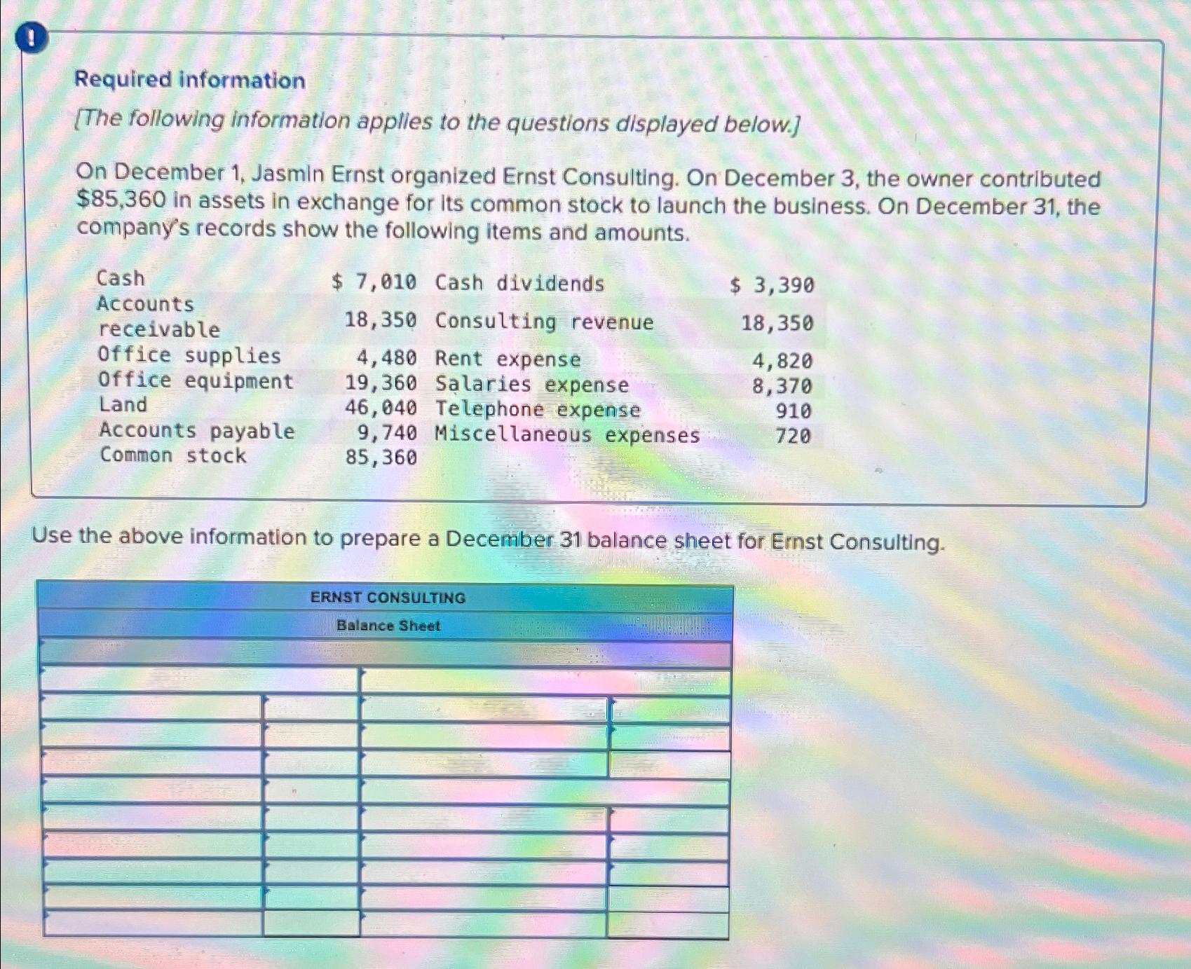 Solved 1Required information[The following information | Chegg.com