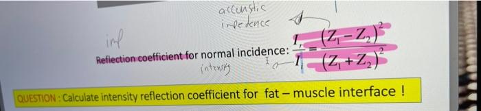 Solved acconstic imp impedence Reflection coefficient for | Chegg.com
