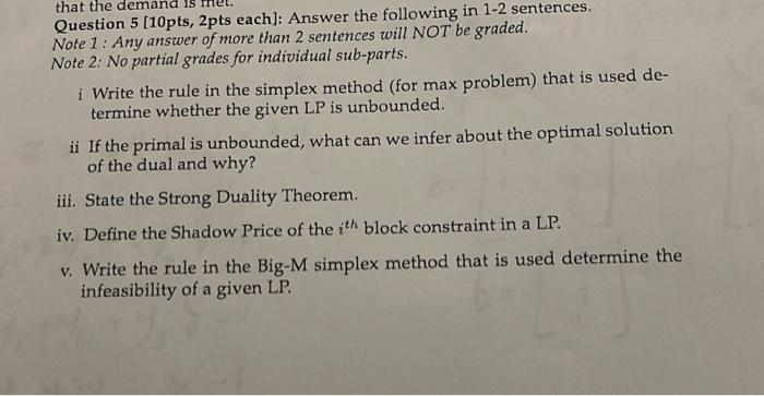 Solved Question 5 [10pts, 2pts each]: Answer the following | Chegg.com