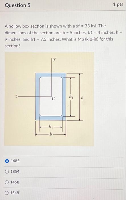 Solved A hollow box section is shown with a sY =33ksi. The | Chegg.com