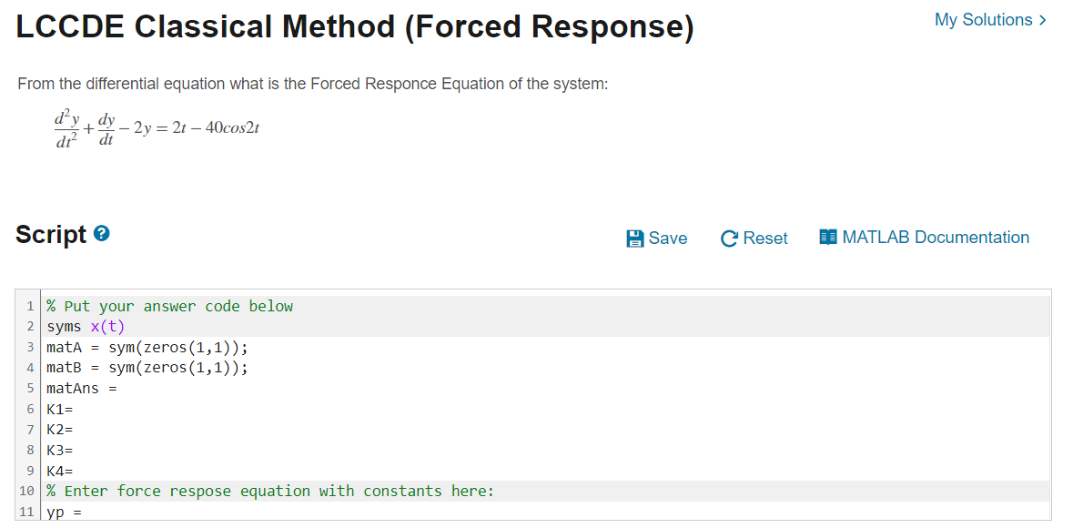 LCCDE Classical Method (Forced Response)From the | Chegg.com