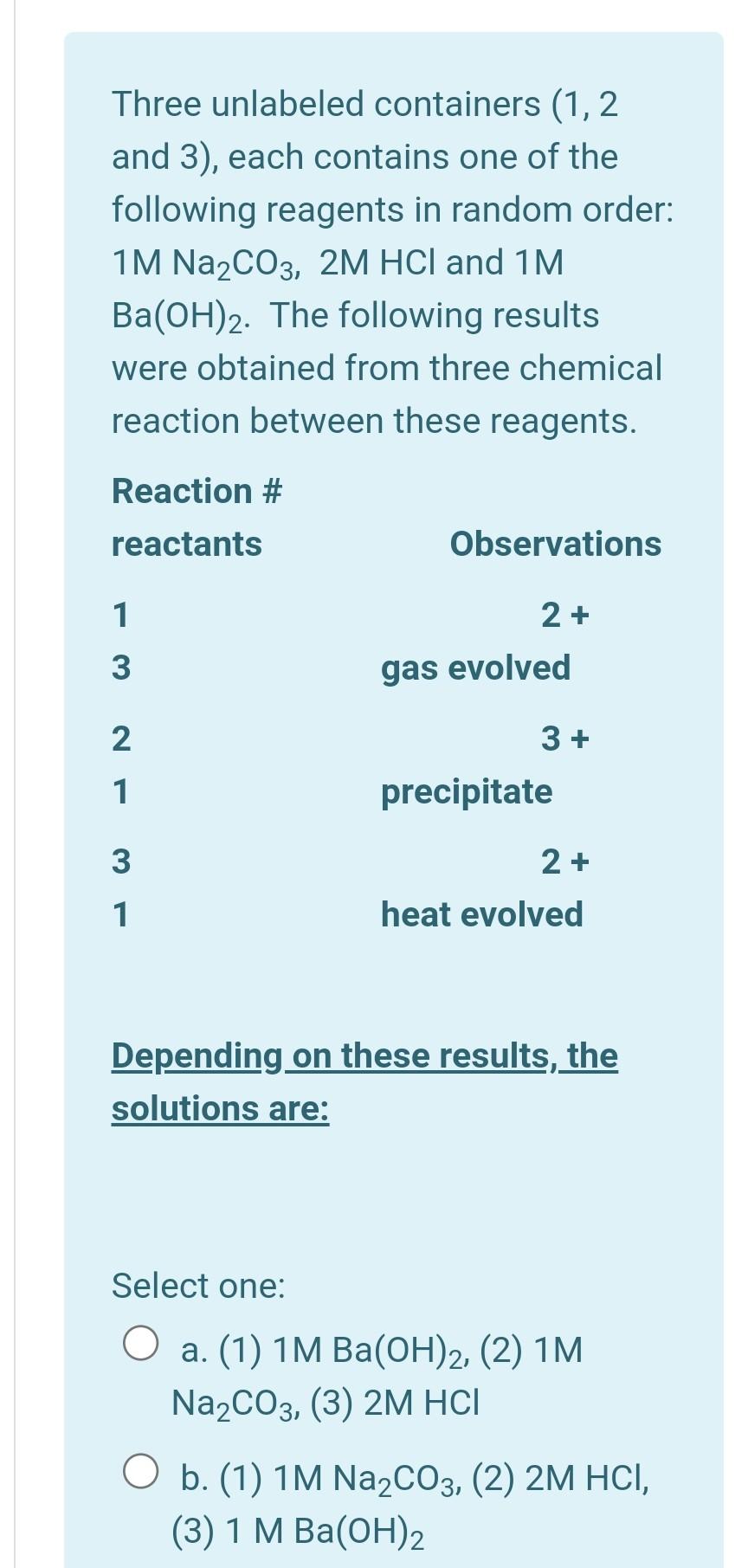 Solved Three unlabeled containers (1,2 and 3), each contains | Chegg.com