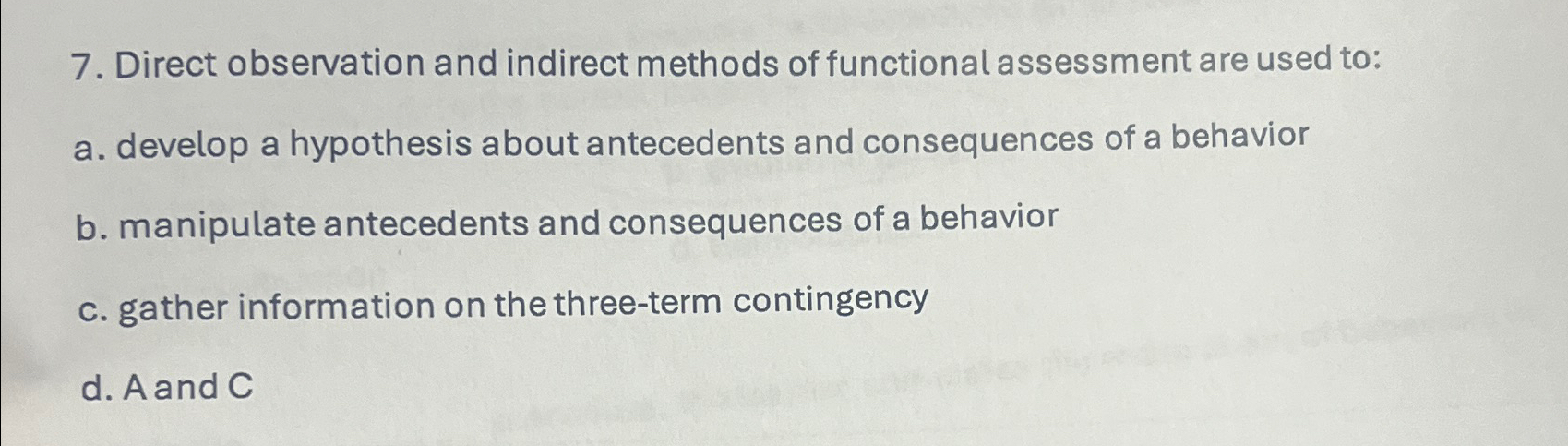 Solved Direct observation and indirect methods of functional | Chegg.com