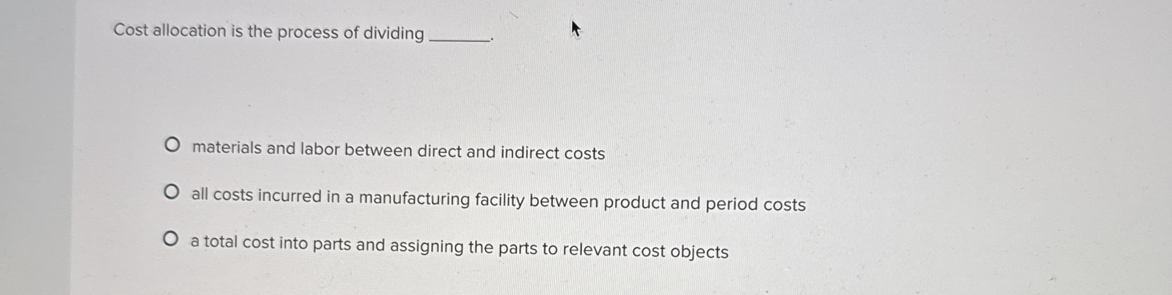 Solved Cost allocation is the process of dividing materials | Chegg.com