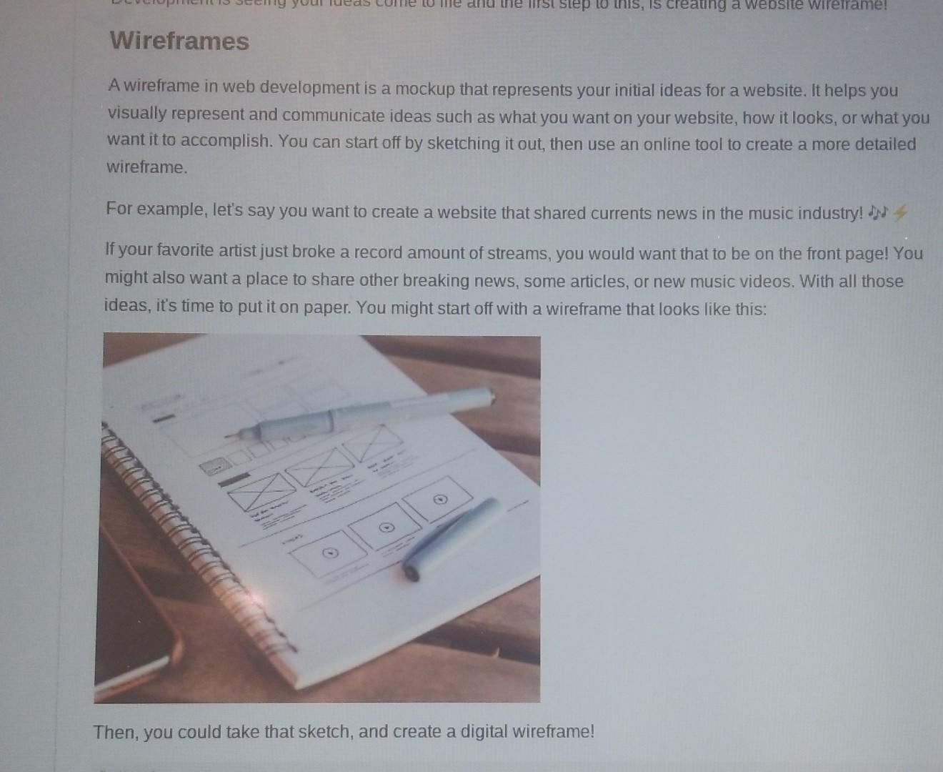 Solved Wireframes A wireframe in web development is a mockup | Chegg.com