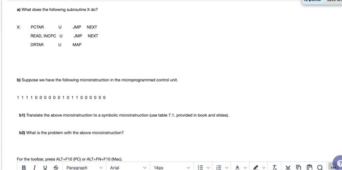 Solved a) What does the following subroutine X do? X PCTAR U | Chegg.com