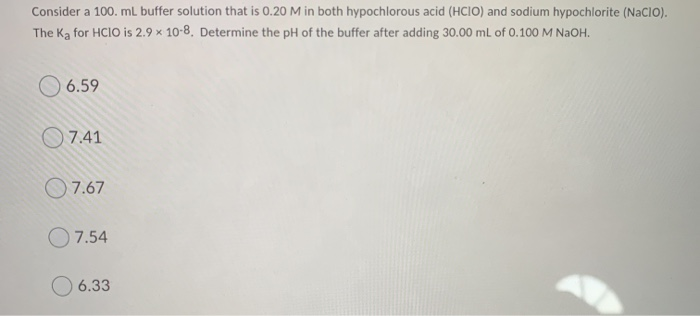 Solved Consider a 100. mL buffer solution that is 0.20 M in | Chegg.com