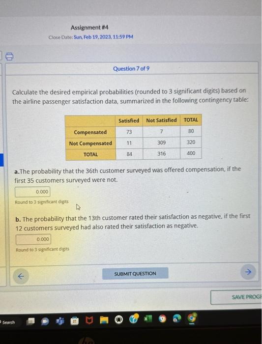 Solved Calculate the desired empirical probabilities | Chegg.com