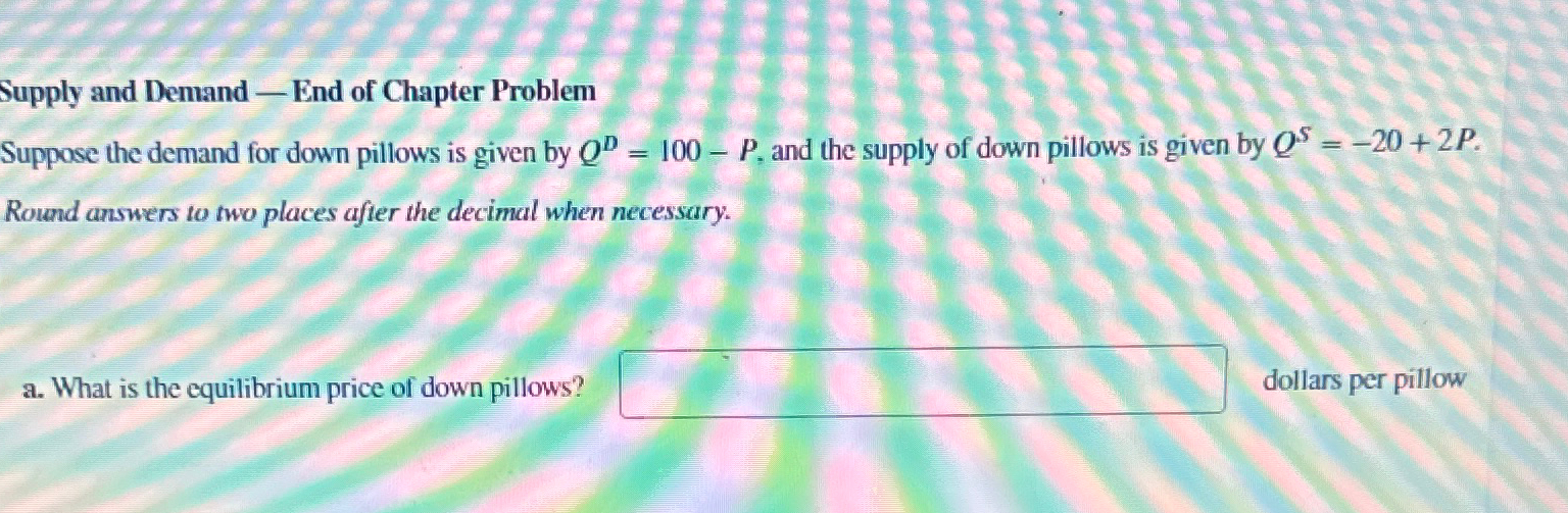 Solved Supply and Demand — ﻿End of Chapter ProblemSuppose | Chegg.com