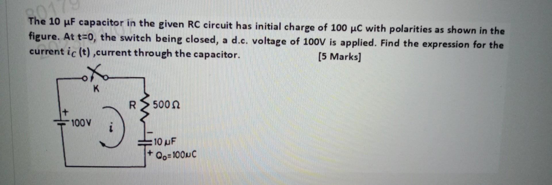 Solved The 10μF capacitor in the given RC circuit has | Chegg.com
