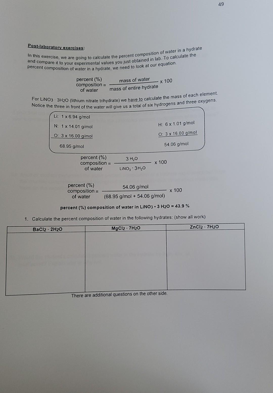 Solved 49 Post-laboratory exercises: In this exercise, we | Chegg.com