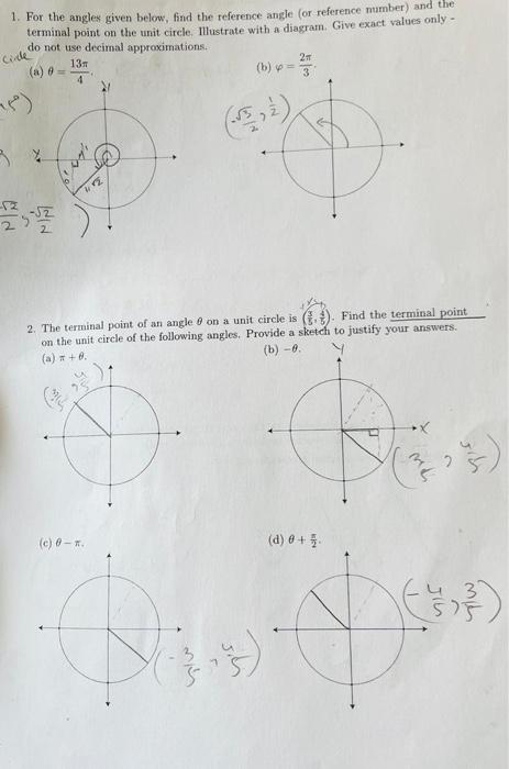 Solved 1. For the angles given below, find the reference | Chegg.com