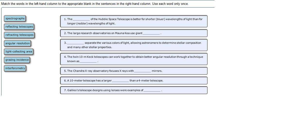 Match the words in the left-hand column to the | Chegg.com