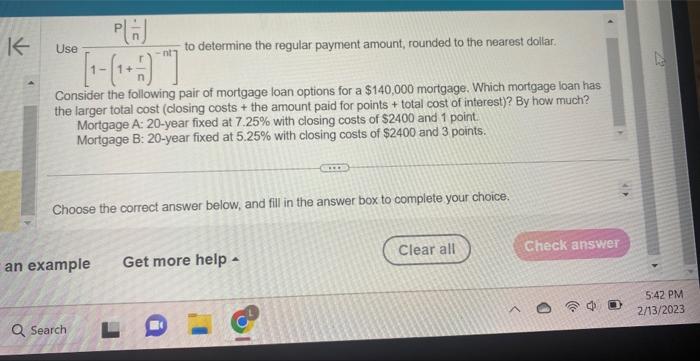 Solved P(n1) Use [1−(1+nr)−nt] to determine the regular | Chegg.com