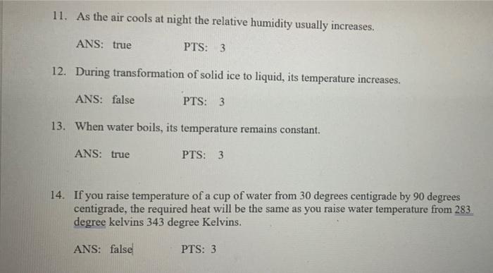 Solved 11. As the air cools at night the relative humidity | Chegg.com