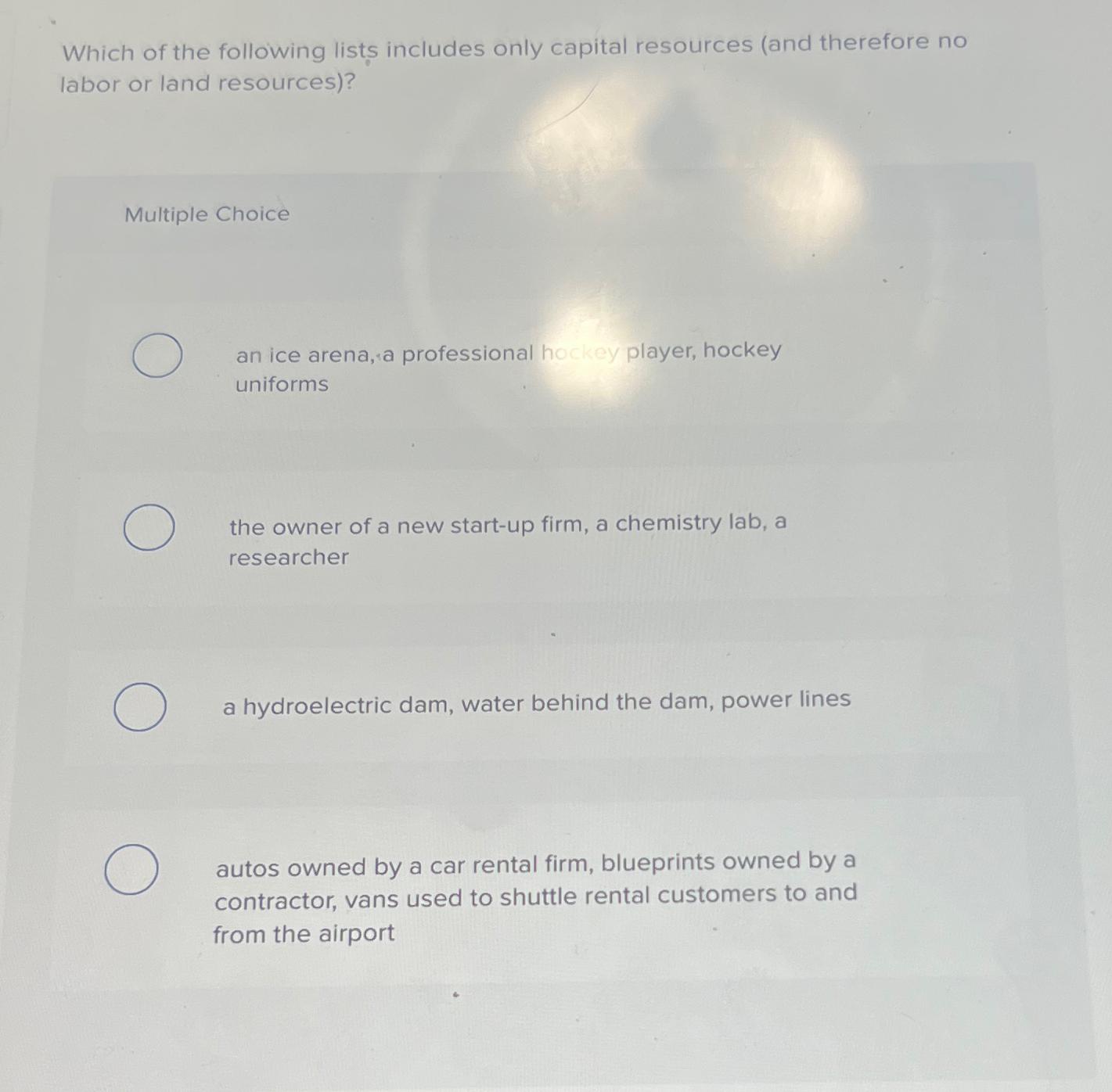 Solved Which of the following lists includes only capital | Chegg.com