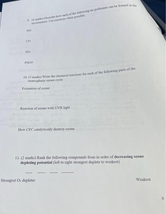 Solved 9. (4 marks) Descrob how each of the following air | Chegg.com